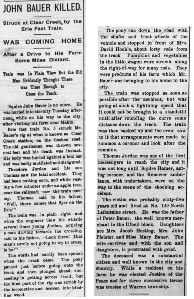 Peter Klein Family: Klines in Huntington County, Indiana | Knapp Notes